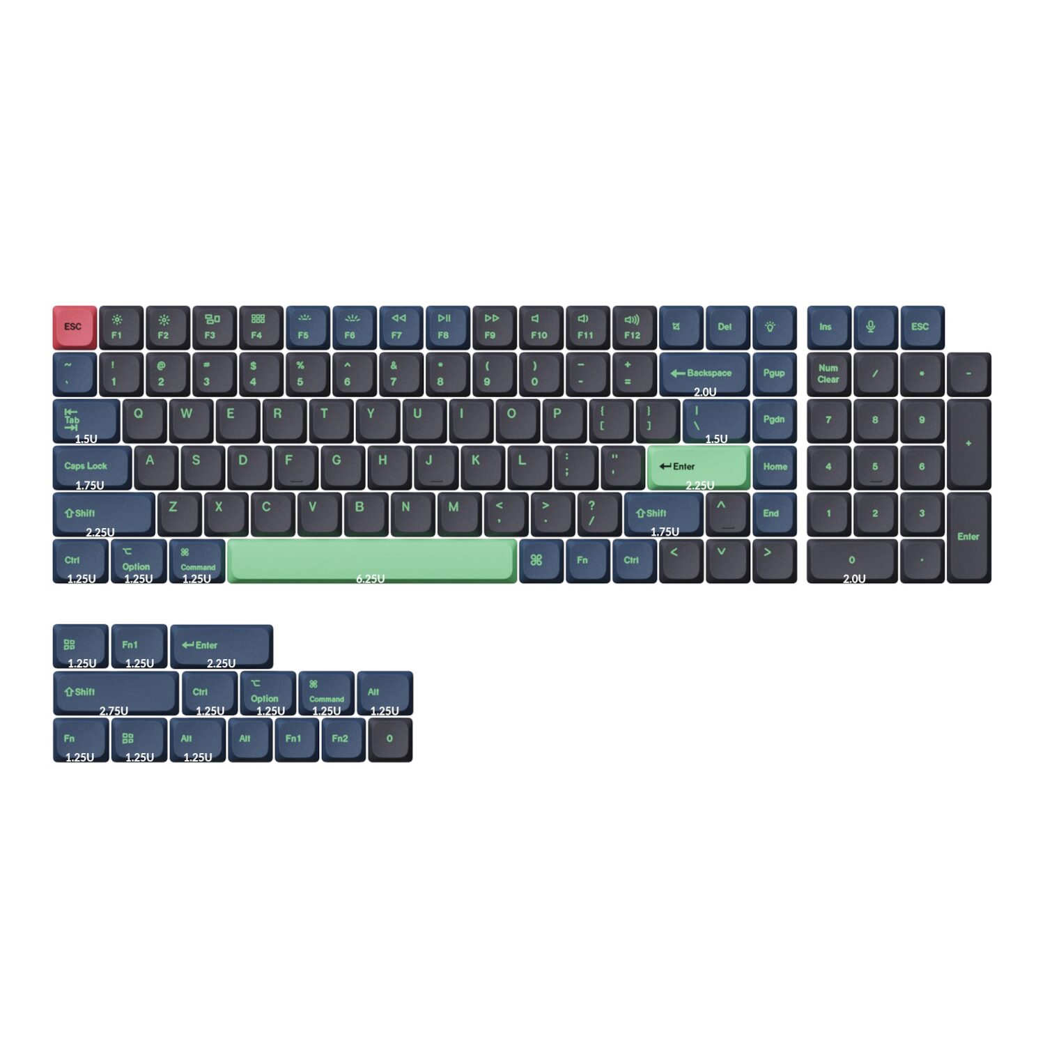 Keychron Low Profile Dye-Sub PBT LSA Full Set Keycap Set – Hacker Edition (133 Keys, PBT, Low ...
